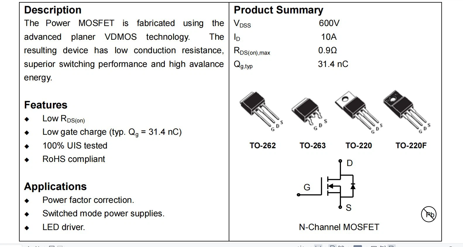 China Power MOSFET 10N60 Suppliers, Manufacturers, Factory - Quotation ...